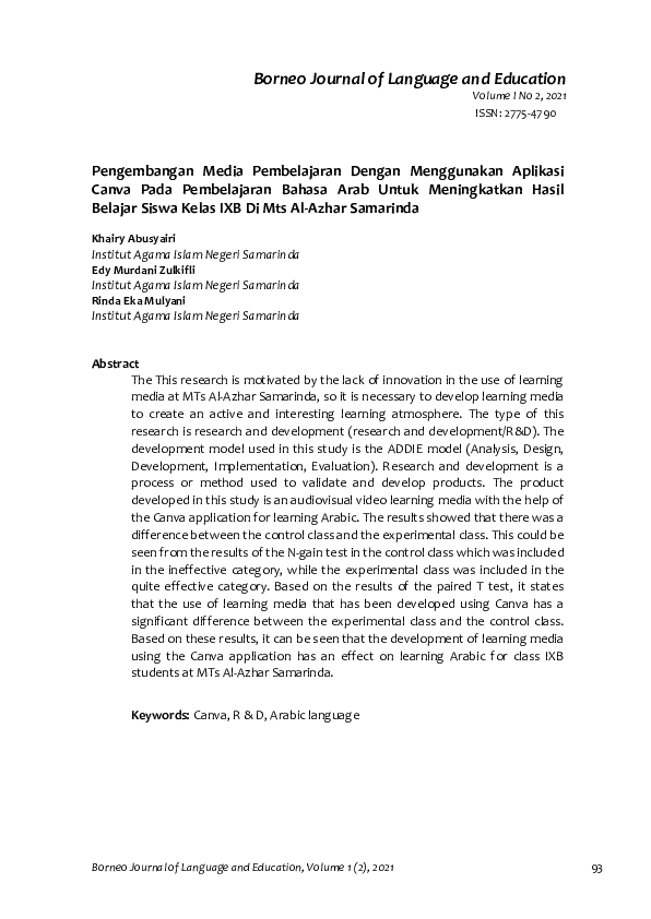 (PDF) Pengembangan Media Pembelajaran Dengan Menggunakan Aplikasi Canva Pada Pembelajaran Bahasa ...