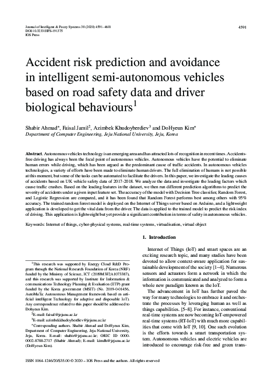 (PDF) Accident risk prediction and avoidance in intelligent semi ...