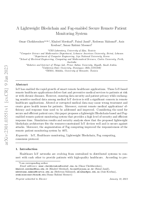 (PDF) A lightweight blockchain and fog-enabled secure remote patient ...