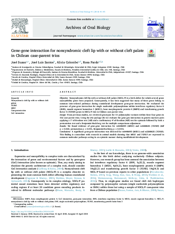 (PDF) Gene-gene interaction for nonsyndromic cleft lip with or without ...