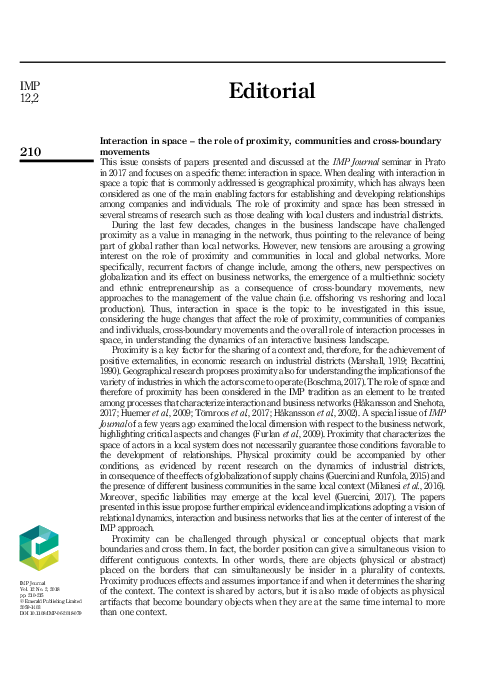 (PDF) Editorial. Interaction in space – the role of proximity ...