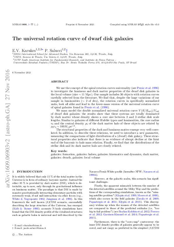 (PDF) Rotation Curves of Dwarf Disk Galaxies