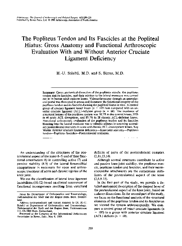 (PDF) The popliteus tendon and its fascicles at the popliteal hiatus ...