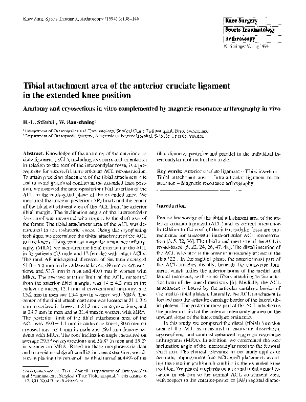 (PDF) Tibial attachment area of the anterior cruciate ligament in the ...
