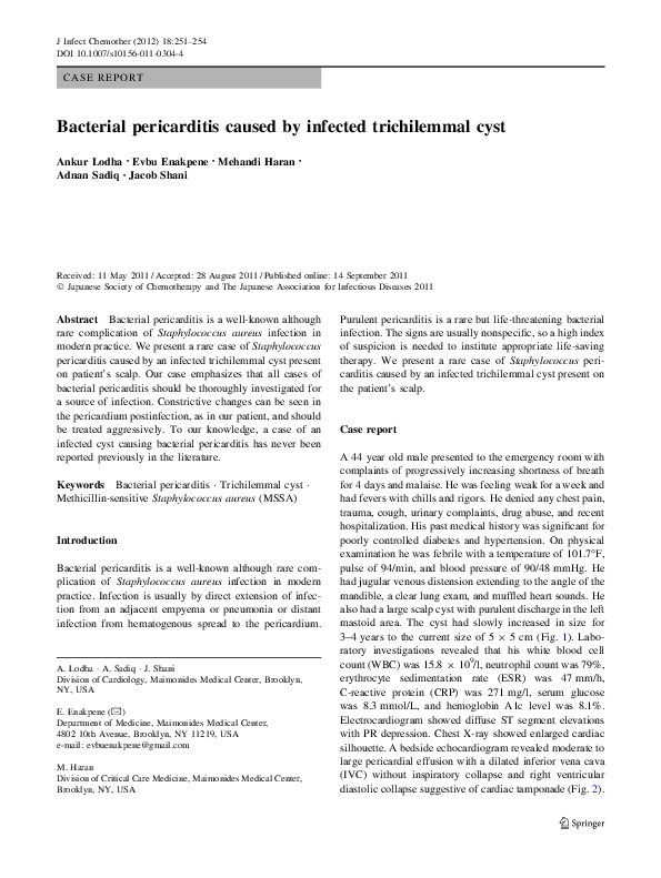 (PDF) Bacterial pericarditis caused by infected trichilemmal cyst