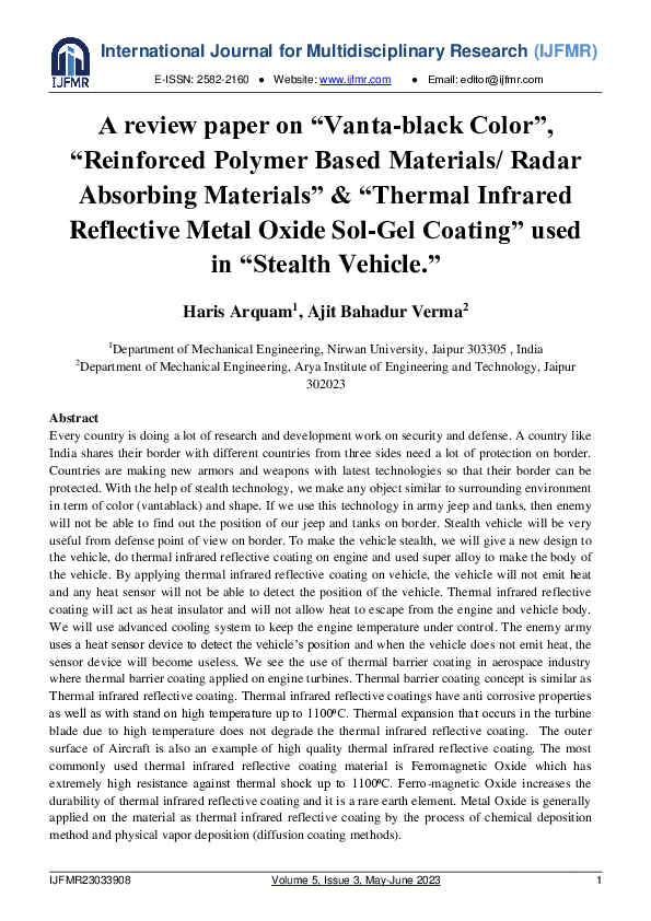 (PDF) A Review Paper on “Vanta-black Color”, “Reinforced Polymer Based ...