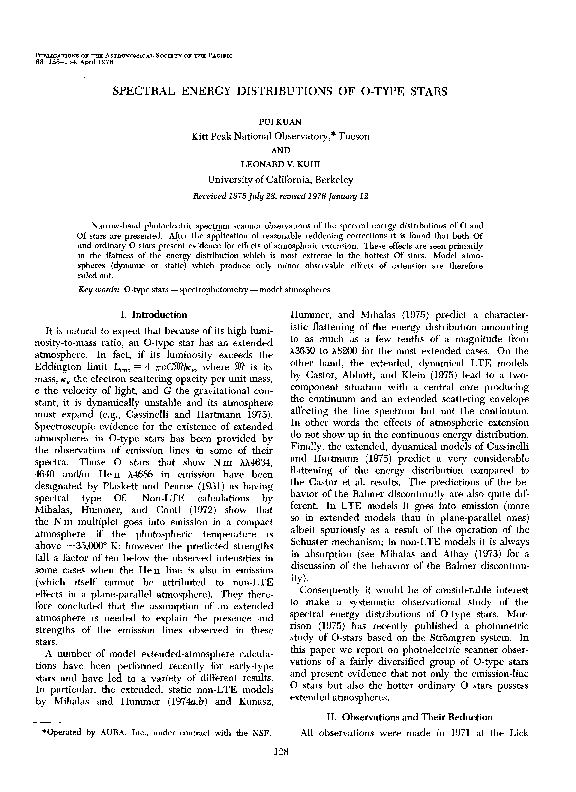 (PDF) Spectral energy distributions of O-type stars