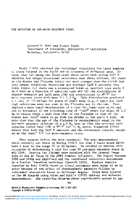 (PDF) The Rotation of Pre-Main Sequence Stars