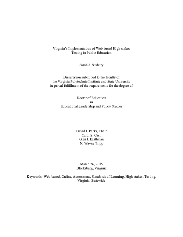 (PDF) Virginia's Implementation of Web-based High-stakes Testing in ...