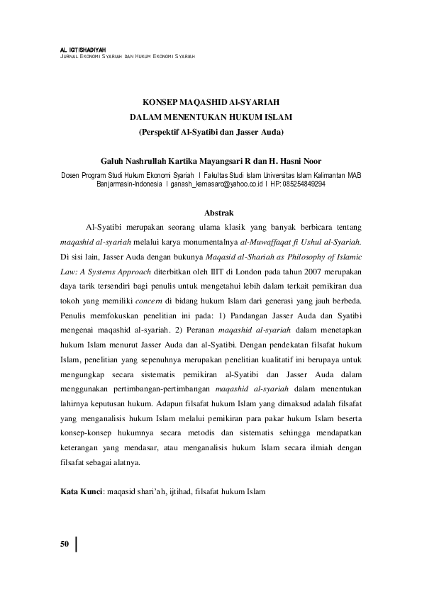 (PDF) Konsep Maqashid al-Syari’ah dalam Menentukan Hukum Islam ...