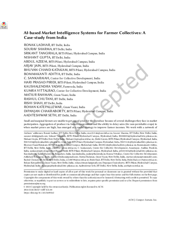 (PDF) AI-based Market Intelligence Systems for Farmer Collectives: A ...