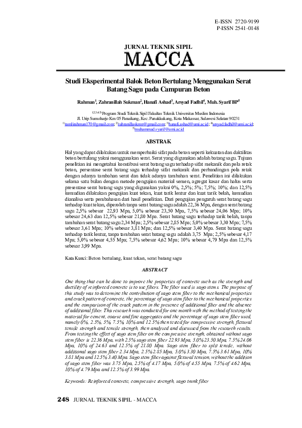 (PDF) Studi Eksperimental Balok Beton Bertulang Menggunakan Serat ...