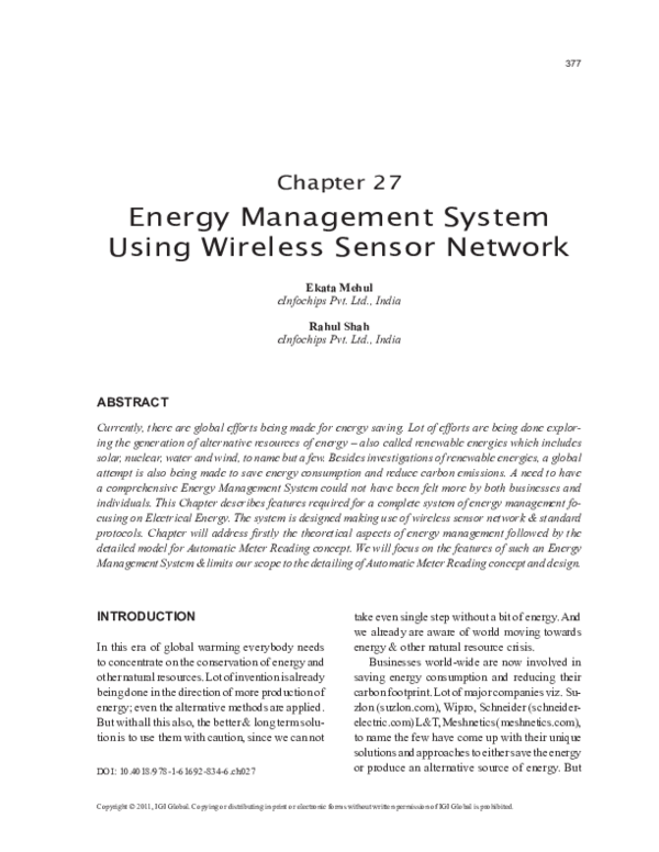 (PDF) Energy Management System Using Wireless Sensor Network