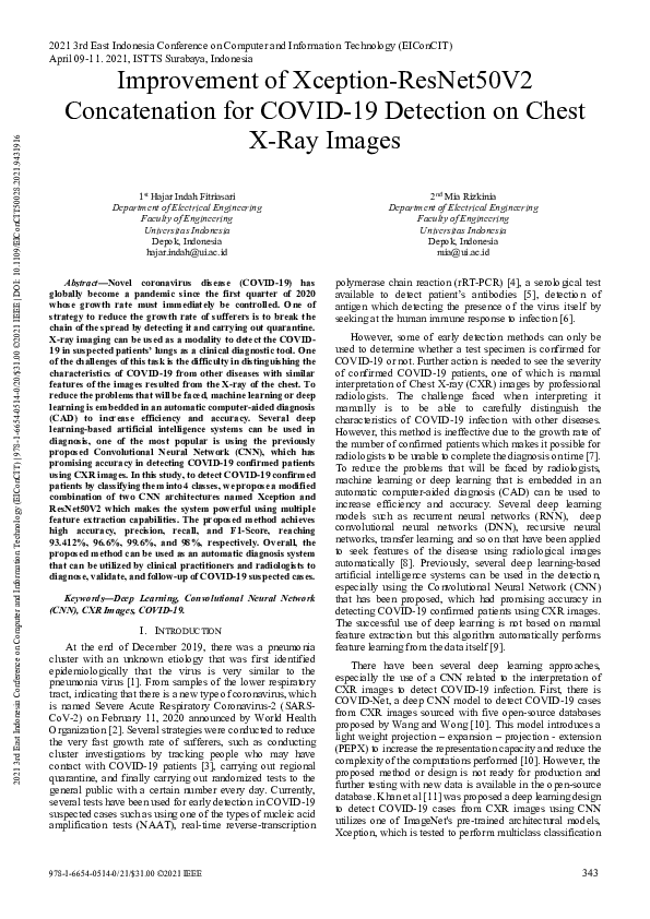 (PDF) Improvement of Xception-ResNet50V2 Concatenation for COVID-19 Detection on Chest X-Ray Images