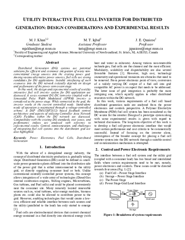 (PDF) Utility interactive fuel cell inverter for distributed generation: design considerations ...