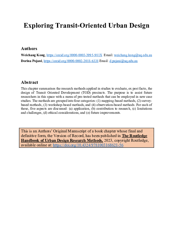 (PDF) Exploring Transit-Oriented Urban Design
