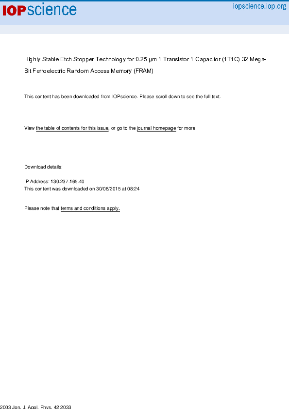 (PDF) Highly Stable Etch Stopper Technology for 0.25 µm 1 Transistor 1 ...