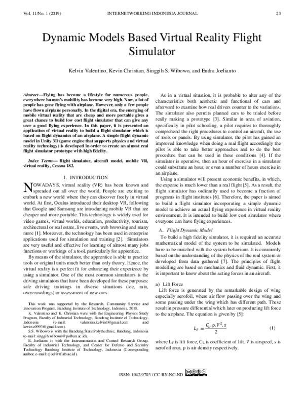 (PDF) Dynamic Models Based Virtual Reality Flight Simulator