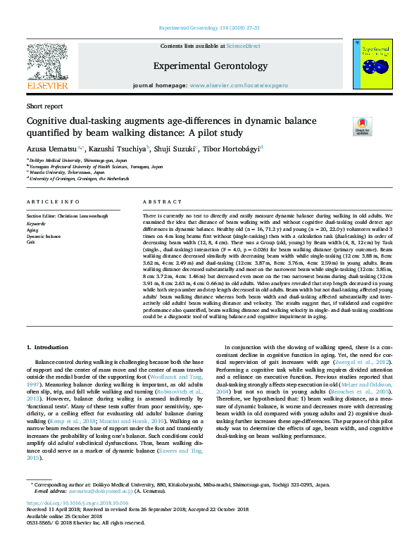 (PDF) Cognitive dual-tasking augments age-differences in dynamic ...