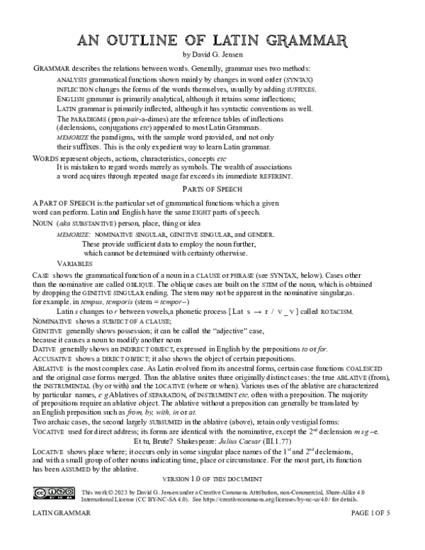 (PDF) Outline of Latin Grammar, An [Jensen] 1.0