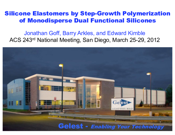 (PDF) Silicone Elastomers by Step-Growth Polymerization of Monodisperse ...