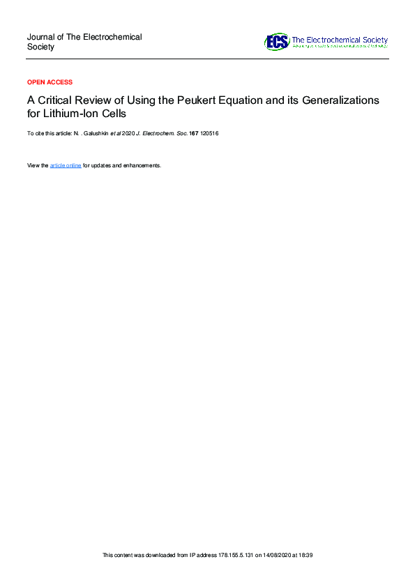 (PDF) A Critical Review of Using the Peukert Equation and its ...