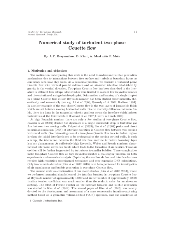 (PDF) Numerical study of turbulent two-phase Couette flow