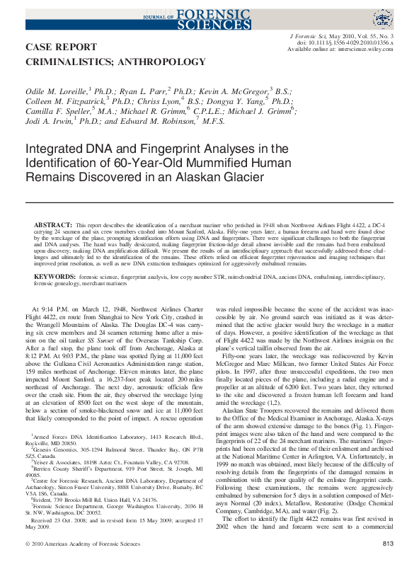 (PDF) Integrated DNA and Fingerprint Analyses in the Identification of ...