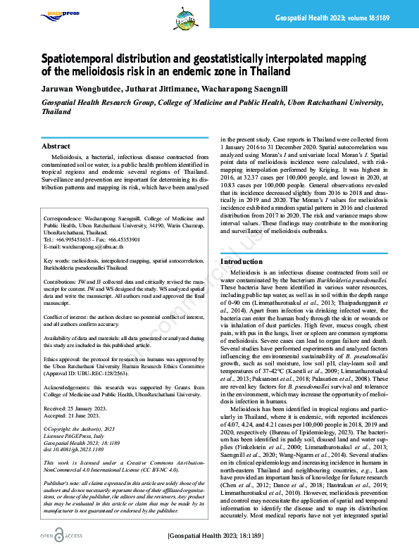 (PDF) Spatiotemporal distribution and geostatistically interpolated mapping of the melioidosis ...