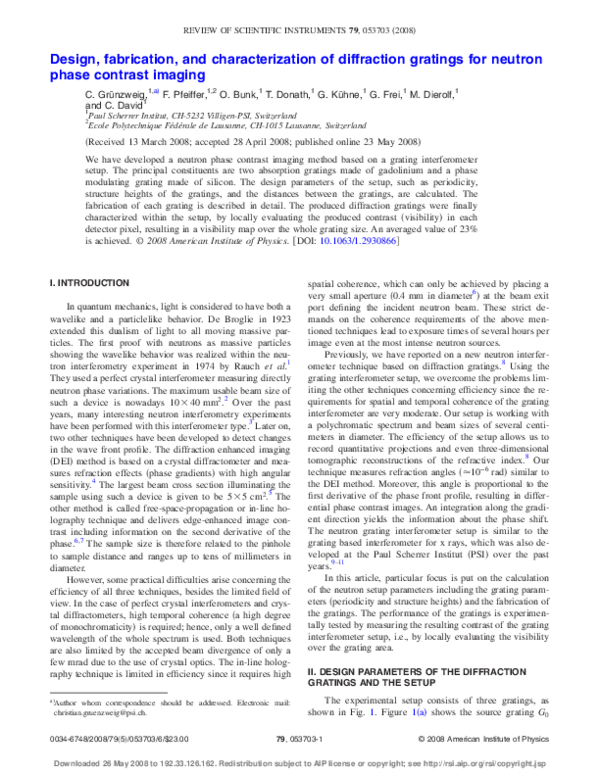 (PDF) Design, fabrication, and characterization of diffraction gratings ...
