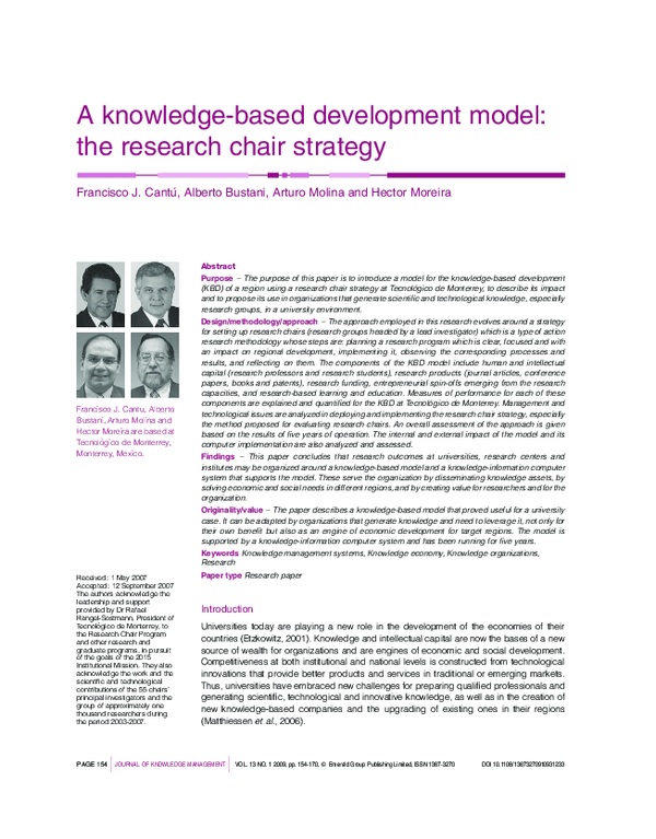 (PDF) A knowledge‐based development model: the research chair strategy | Francisco Javier Cantú ...