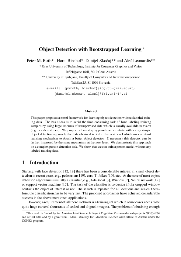 (PDF) Object detection with bootstrapped learning