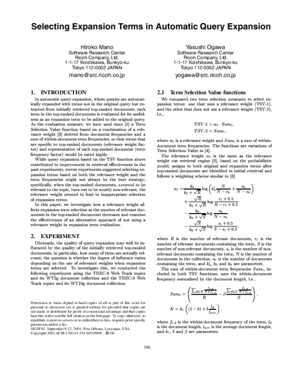 (PDF) Selecting expansion terms in automatic query expansion | Yasushi ...