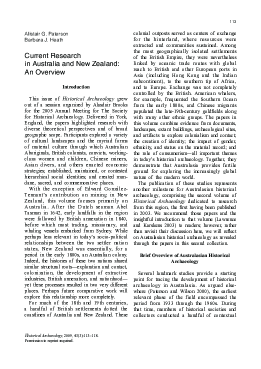 (PDF) Current Research in Australia and New Zealand: An Overview | Alistair Paterson - Academia.edu