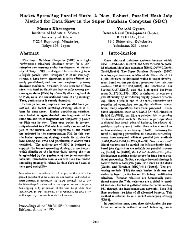 (PDF) Bucket Spreading Parallel Hash: a New, Robust, Parallel Hash Join Method for Data Skew In ...