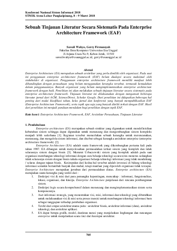 (PDF) Sebuah Tinjauan Literatur Secara Sistematis Pada Enterprise Architecture Framework (EAF ...
