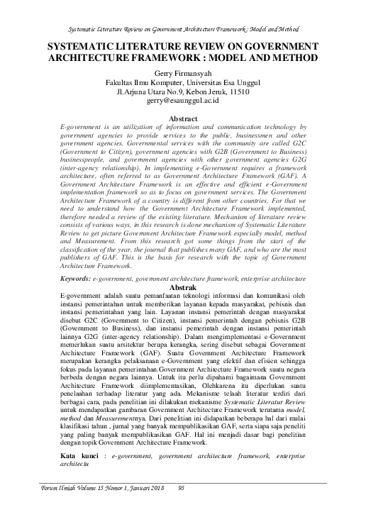 (PDF) Systematic Literature Review on Government Architecture Framework ...