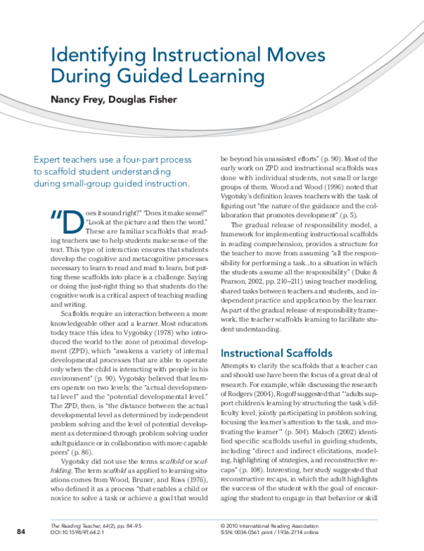 (PDF) Identifying Instructional Moves During Guided Learning | Nancy Frey - Academia.edu