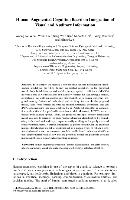 (PDF) Human Augmented Cognition Based on Integration of Visual and Auditory Information | Sang ...