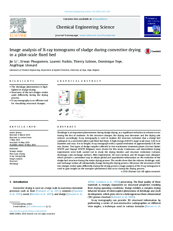 (PDF) Image analysis of X-ray tomograms of sludge during convective ...