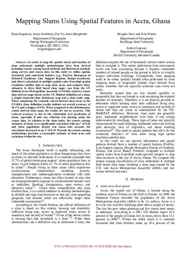 (PDF) Mapping slums using spatial features in Accra, Ghana