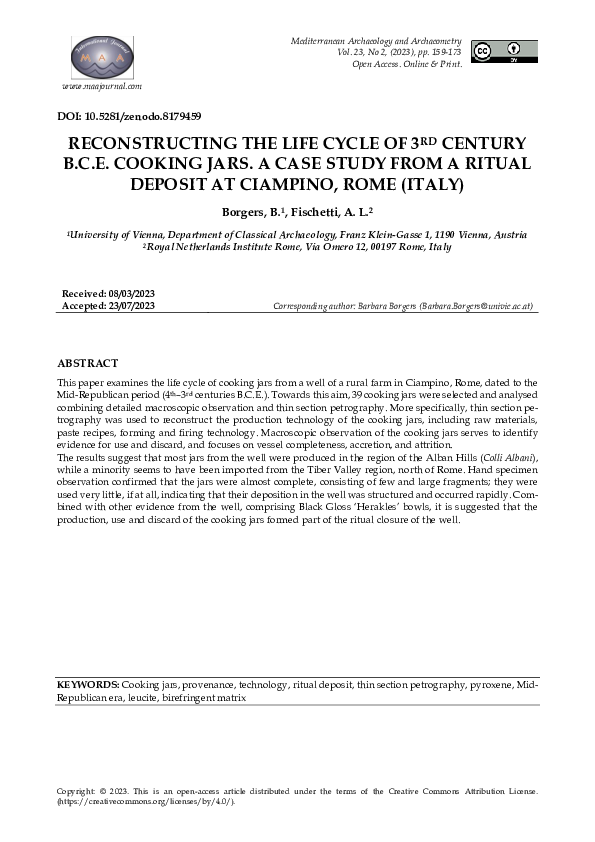 (PDF) RECONSTRUCTING THE LIFE CYCLE OF 3 RD CENTURY B.C.E. COOKING JARS ...