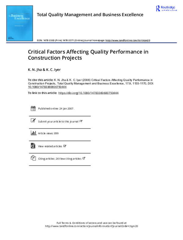(PDF) Total Quality Management and Business Excellence