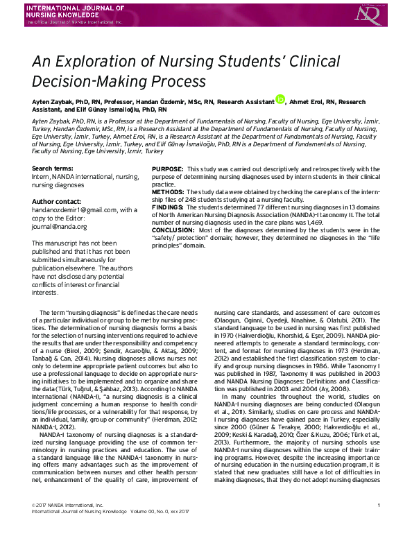 (PDF) An Exploration of Nursing Students' Clinical Decision-Making Process