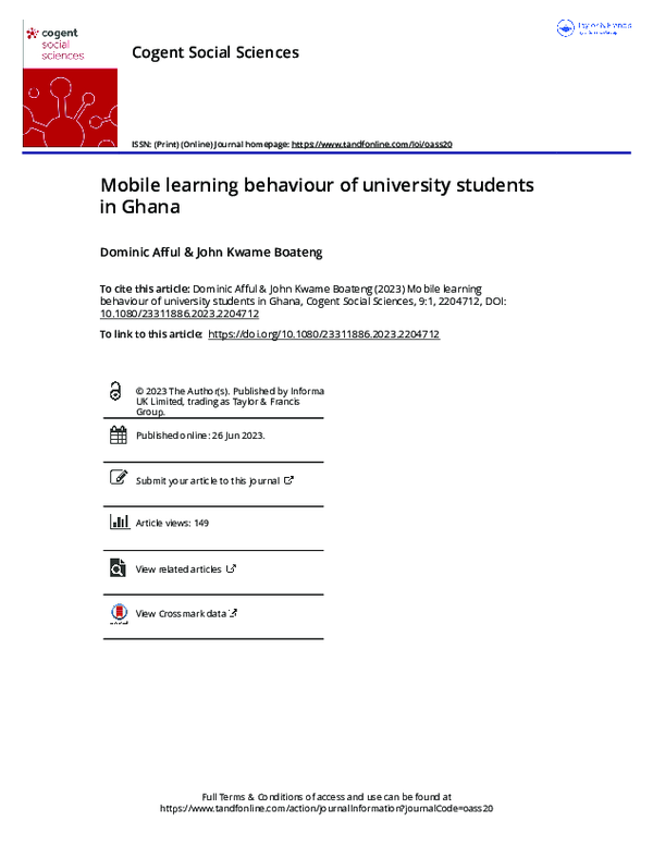 Pdf Mobile Learning Behaviour Of University Students In Ghana