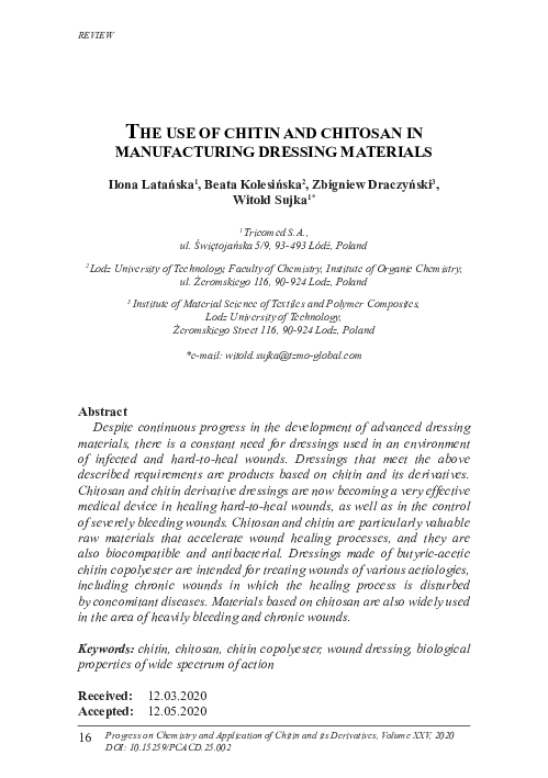(PDF) The Use of Chitin and Chitosan in Manufacturing Dressing Materials
