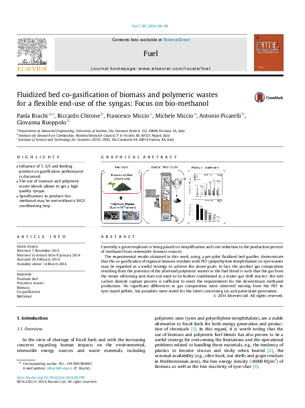 (PDF) Fluidized bed co-gasification of biomass and polymeric wastes for ...
