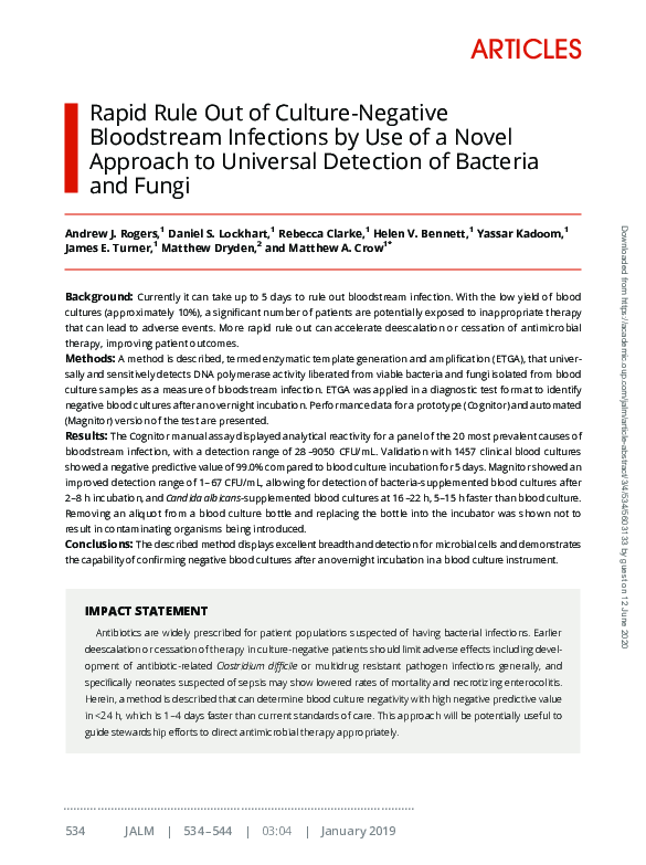 (PDF) Rapid Rule Out of Culture-Negative Bloodstream Infections by Use ...