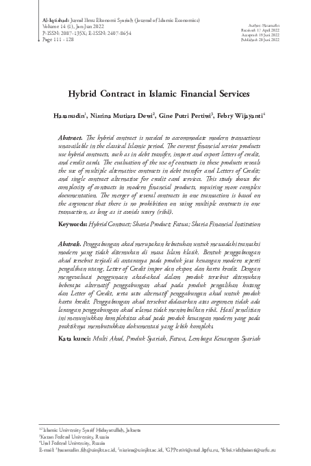 (PDF) Hybrid Contract in Islamic Financial Services