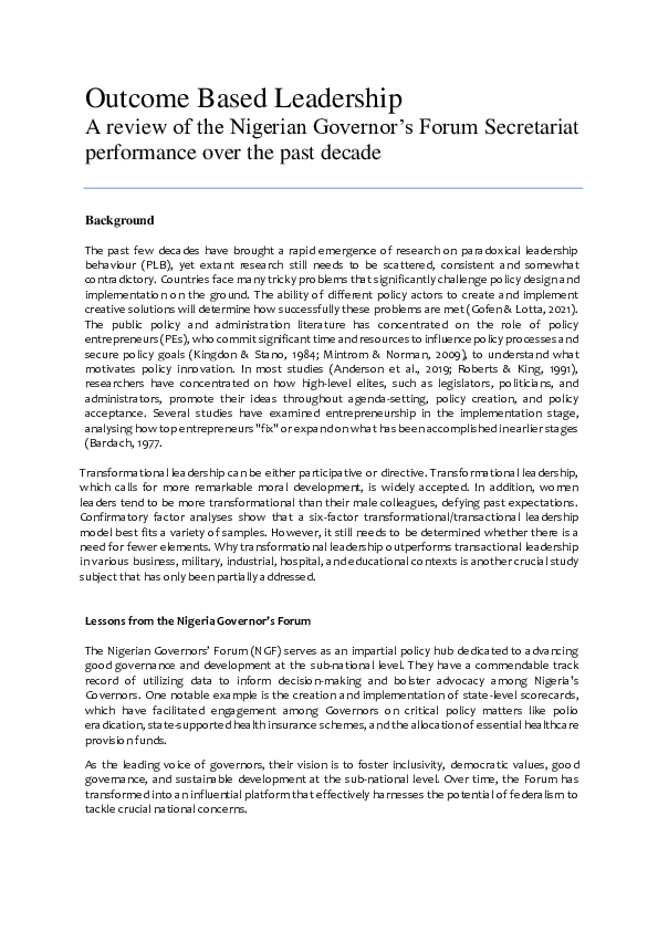 (PDF) Outcome Based Leadership A review of the Nigerian Governor’s ...